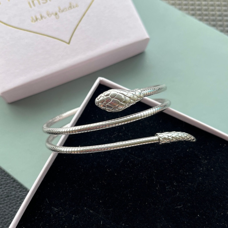 Silver Snake Bangle - Etsy
