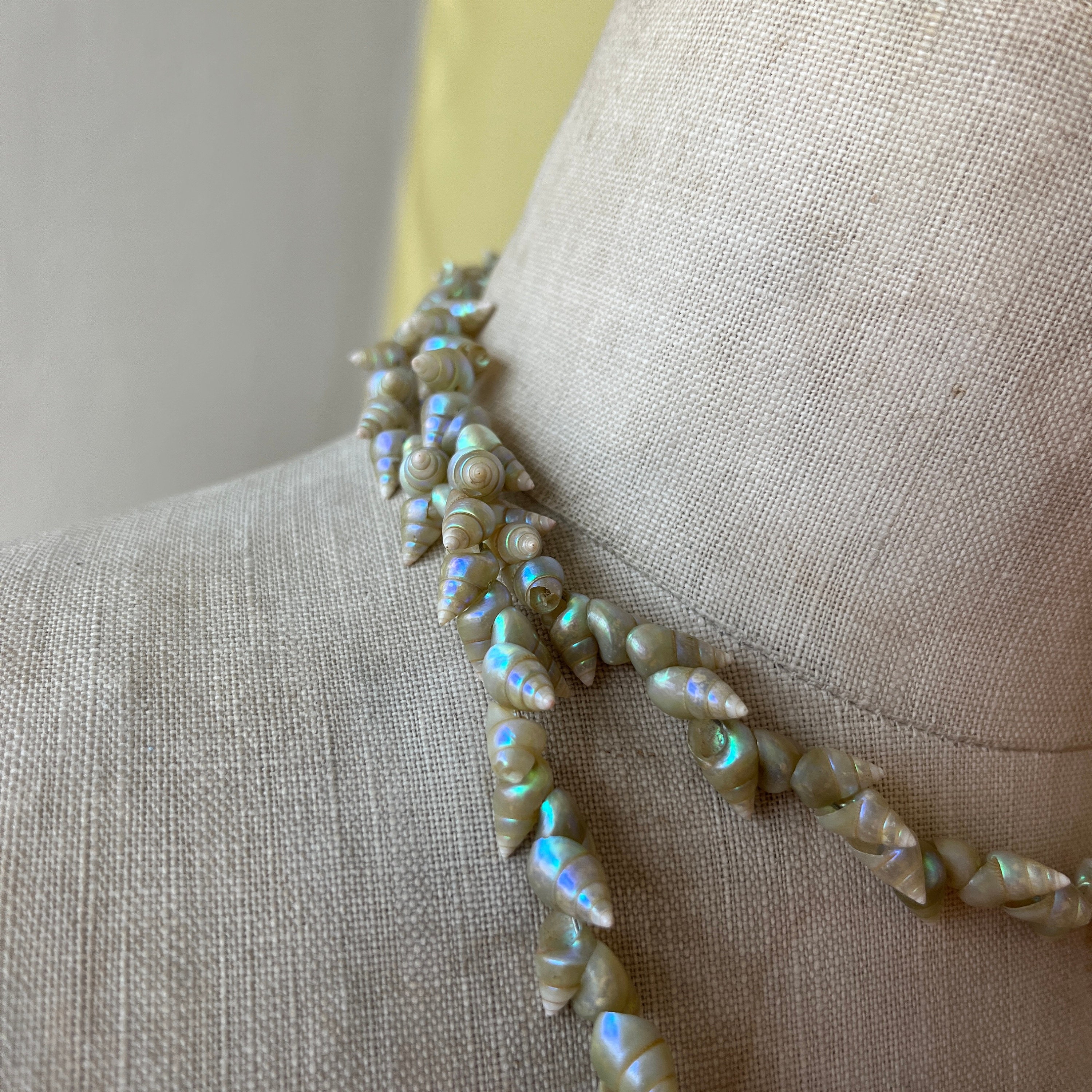 Rare Shimmering Antique Long Maireener Shell Necklace Antique Long ...