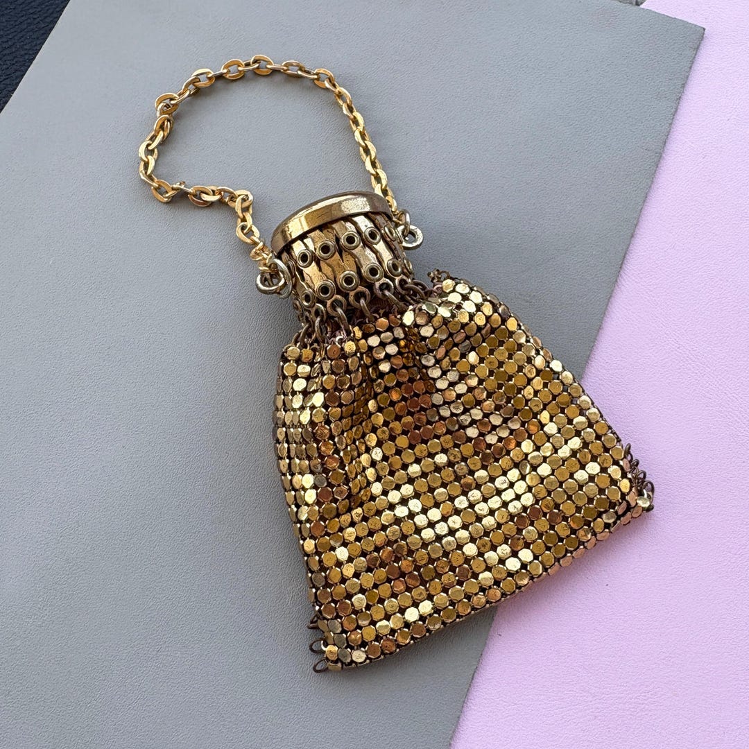 Antique Signed Whiting & Davis Gold Mesh Expandable Wristlet, Flapper ...