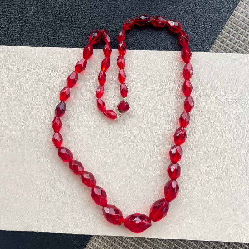 Red Bead Necklace - Etsy