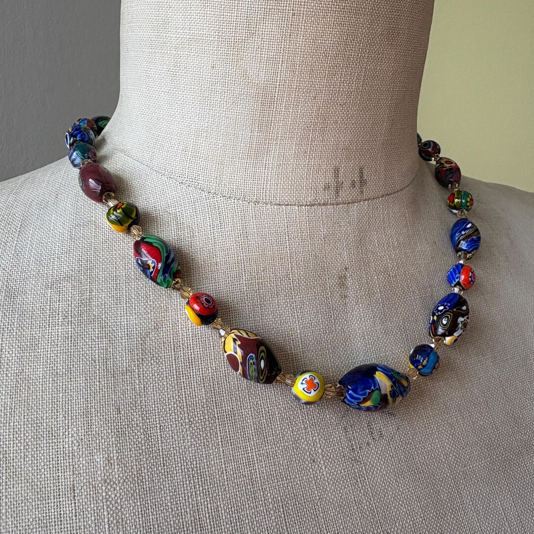 Vintage Venetian Murano Glass Millefiori Murrine Bead Necklace |art ...