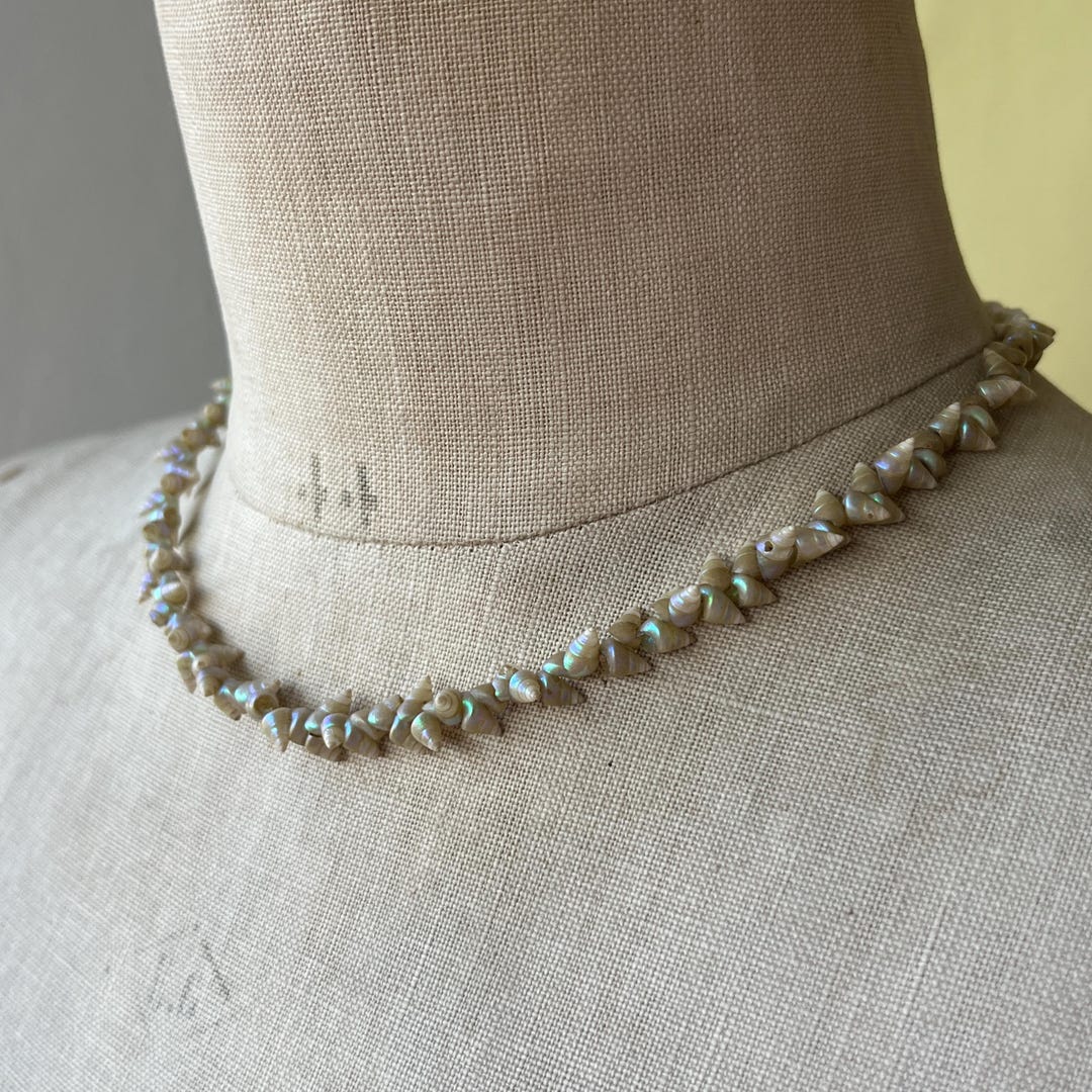 Rare Shimmering AB Antique Maireener Shell Necklace | Antique ...