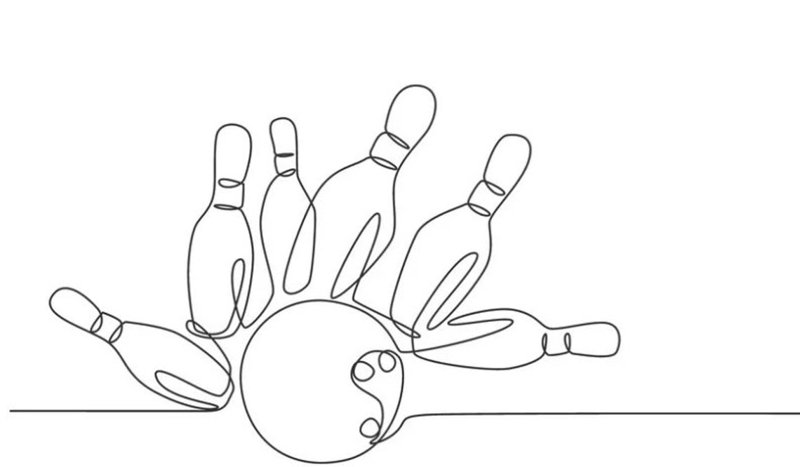 Bowling Pins Falling. 1 Line Drawing - Etsy