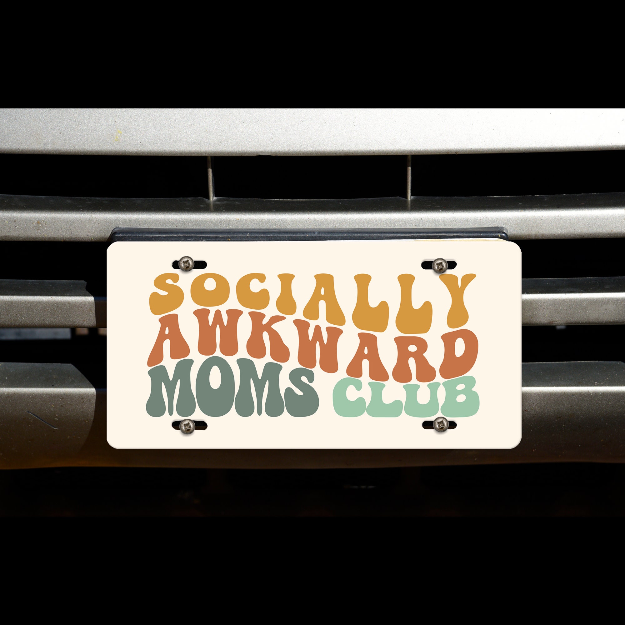 Socially Awkward Moms Club Front License Plate Retro - Weird Moms ...