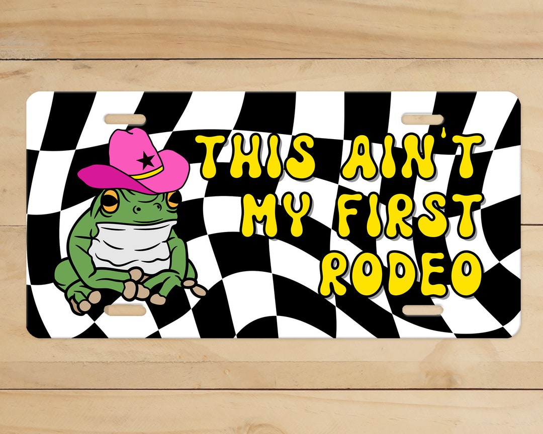 Front License Plate, Funny Country Frog Truck Tag, Cute Purple Hat ...