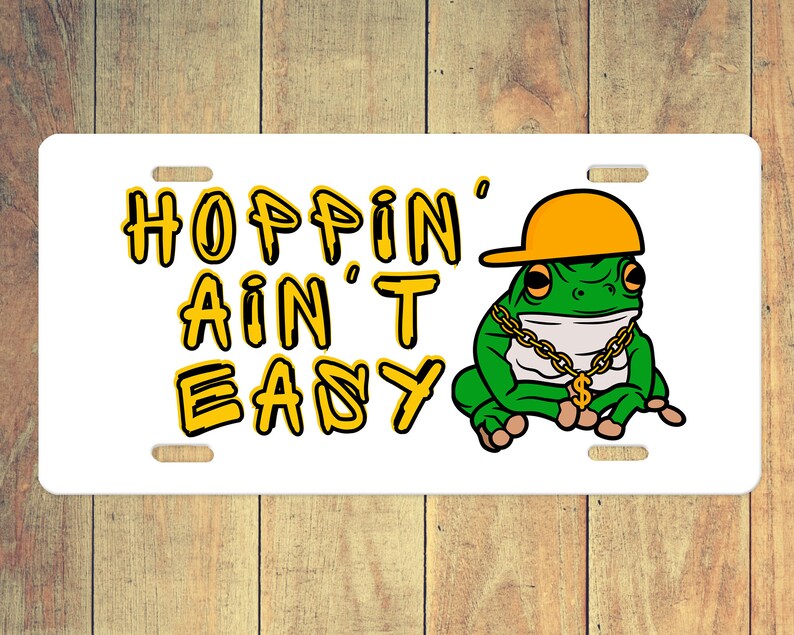 Funny Frog License Plate, Hip Hop Frog Funky Frog Car Truck Vanity Tag ...