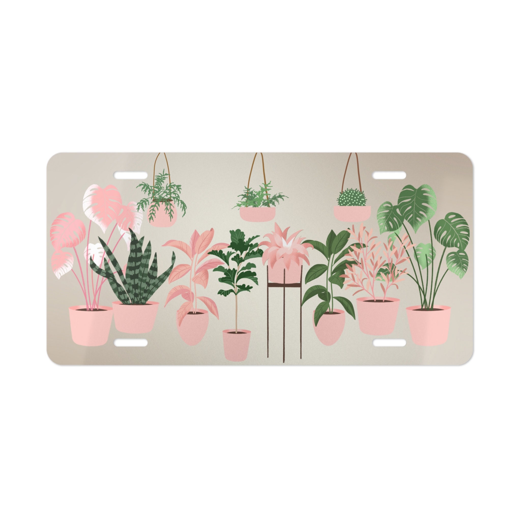 Taupe Pink Plants Front License Plate, Aestehtic Plant Mom Gift, Plant ...