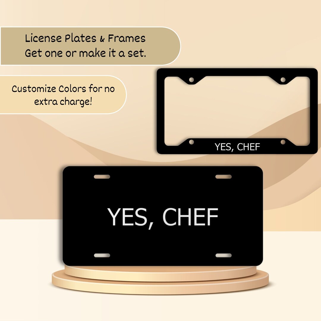 Front License Plate, Yes Chef, Funny Culinary Cooking School Gifts ...