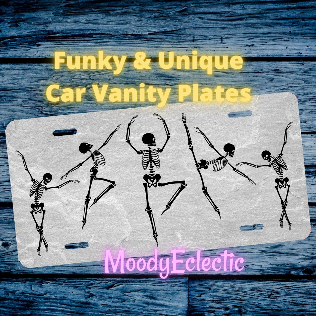 Front License Plate Skeleton Dancing Ballerina Car Vanity Tag, Spooky ...