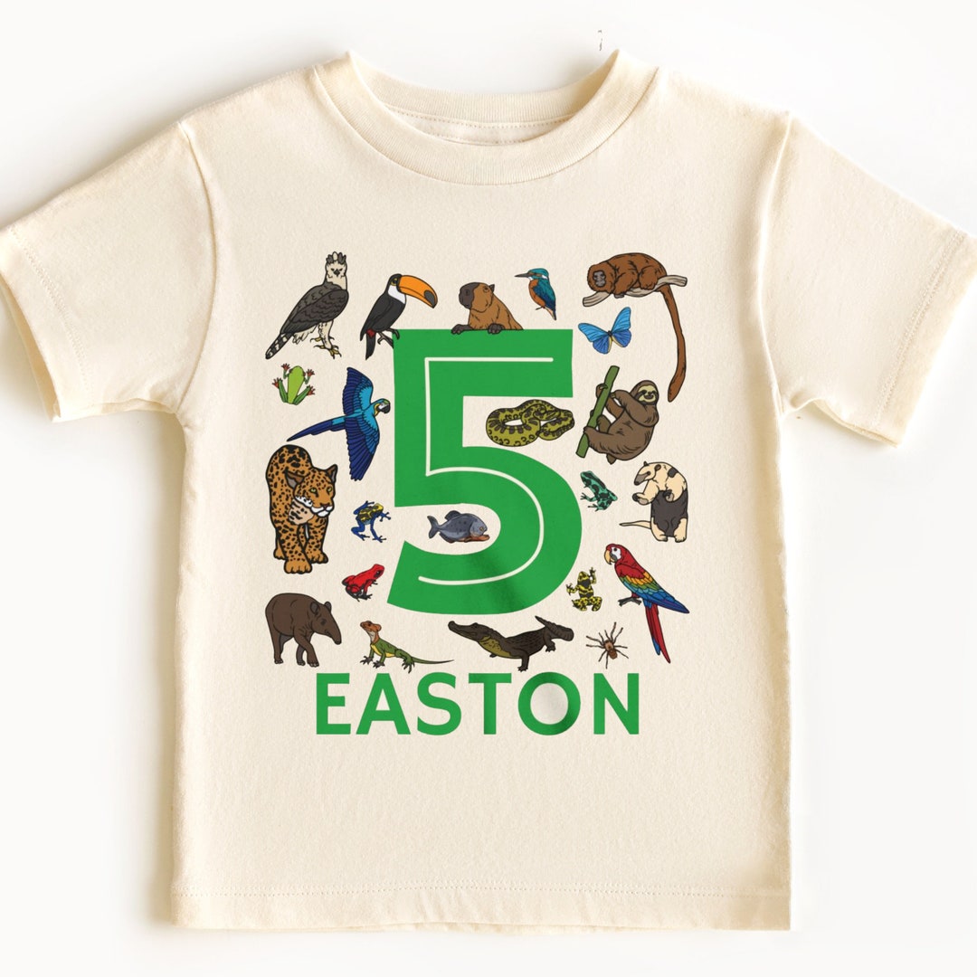 Custom Name Rainforest Birthday Shirt for Toddlers and Big Kids, Amazon ...