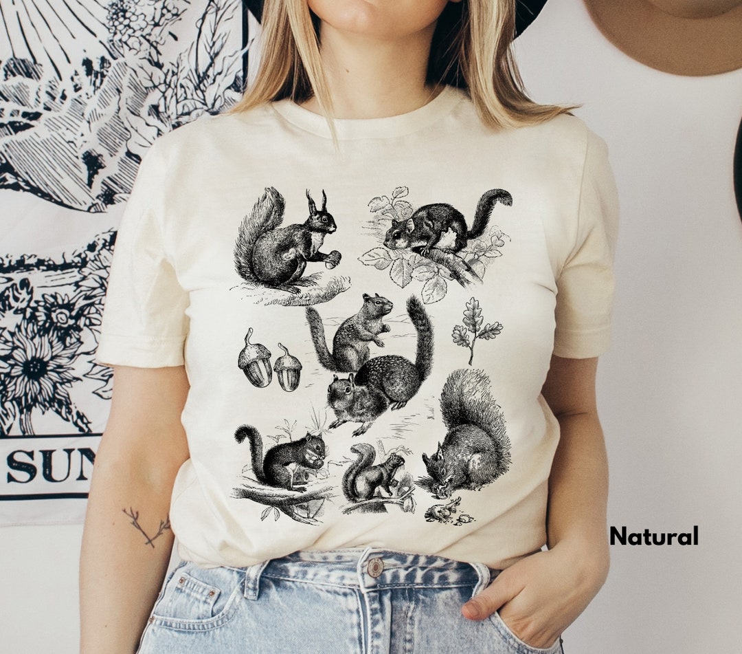 Vintage Style Sketch Squirrels T-shirt, Flying Squirrel Shirt, Squirrel ...