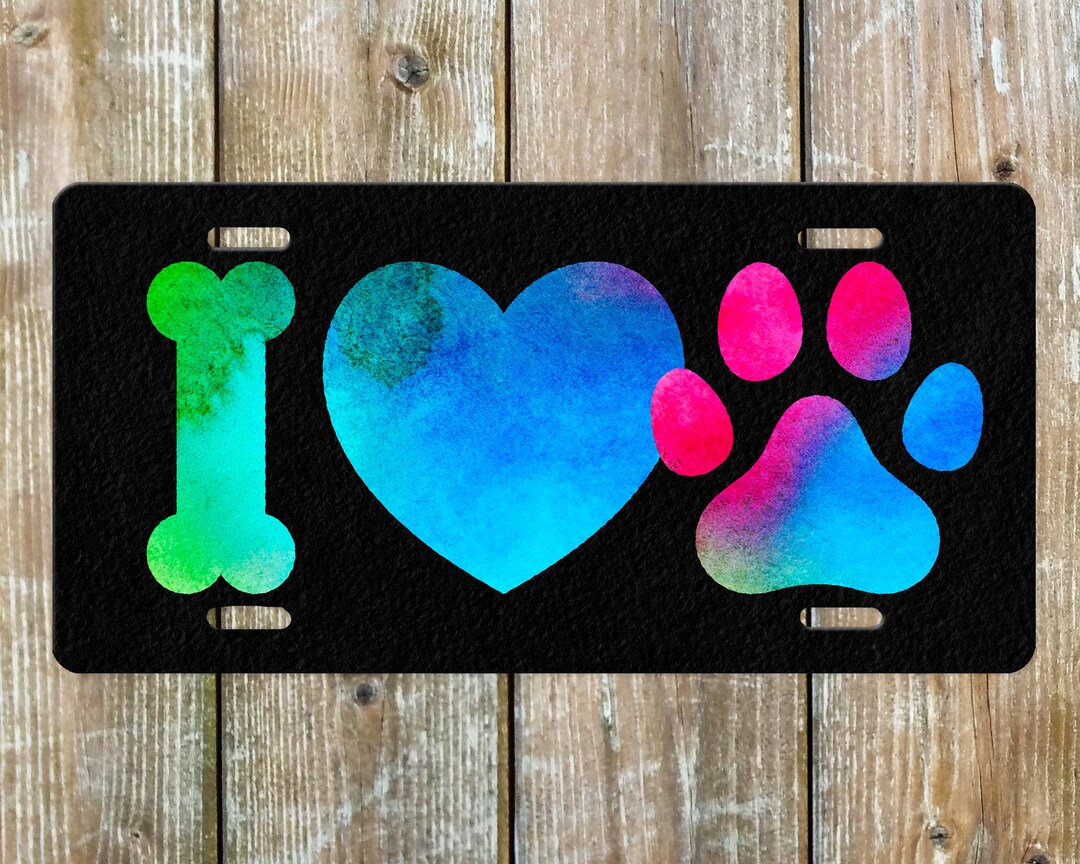 Dog Paw Print Front License Plate | Dog Vanity Plate Truck Tag ...