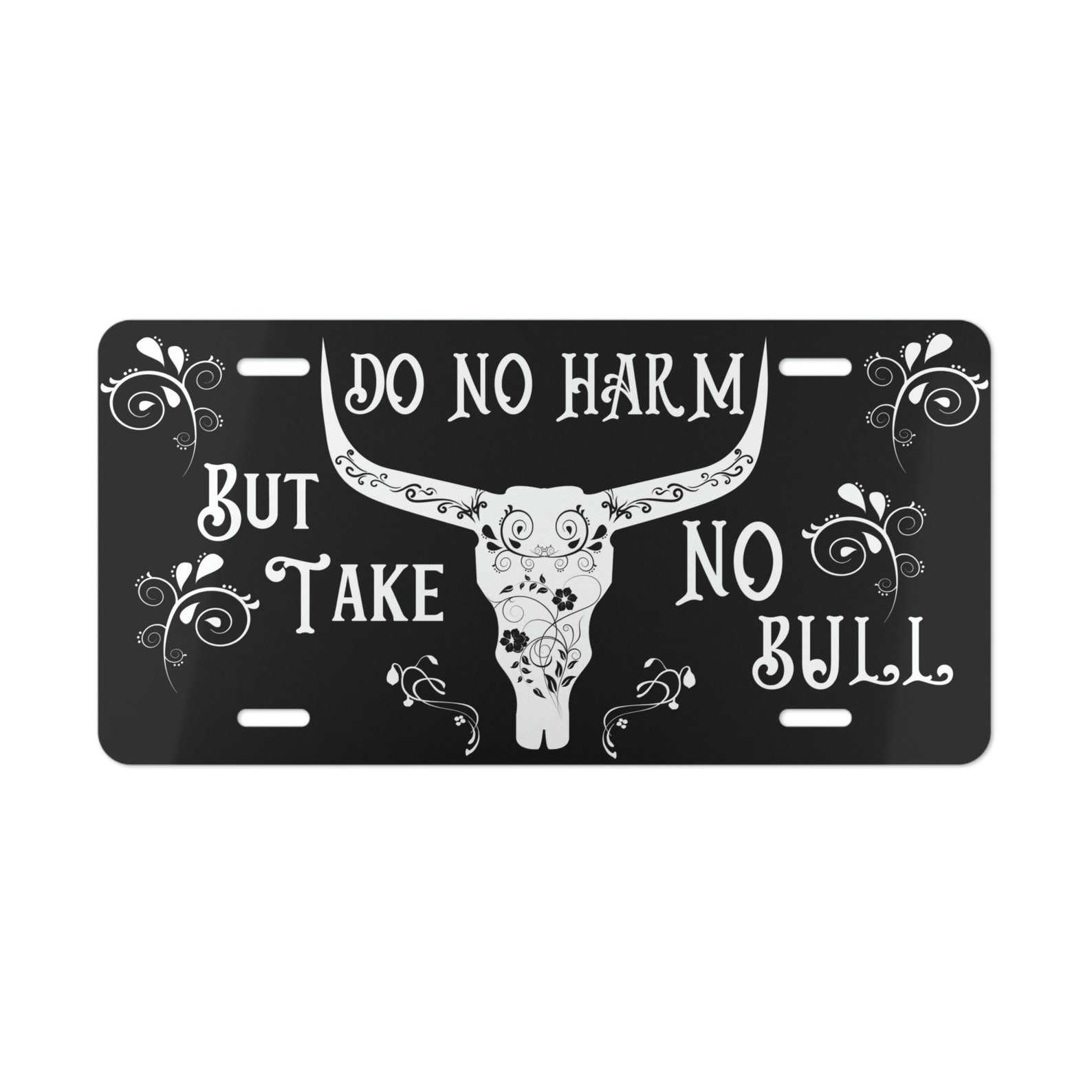 Take No Bull License Plate - Country Girl Vibes - Bull Floral Western ...