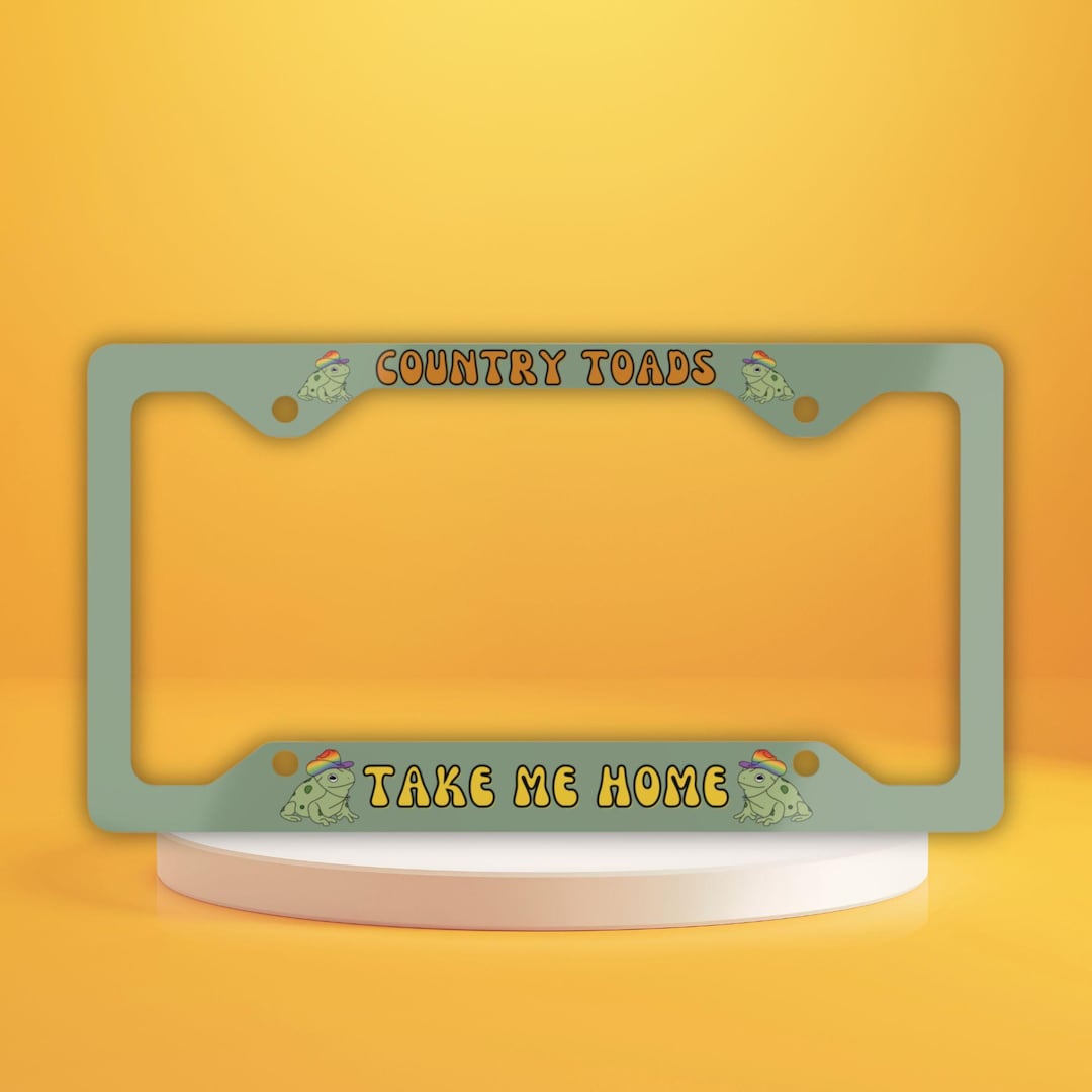 Retro License Plate Frame Country Toads Take Me Home, Green Sage Funny ...