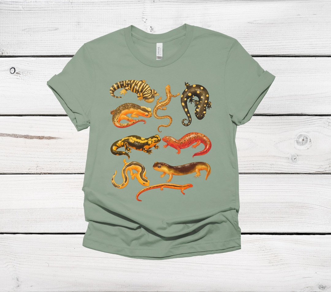 All Salamanders T-shirt, Cottagecore Clothing, Watercolor Cute ...