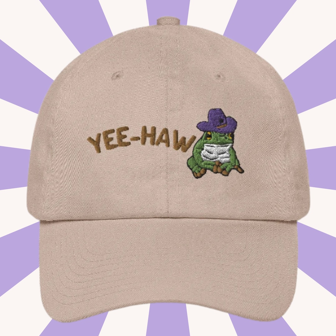 Cowboy Frog Yee-haw Embroidered Dad Hat - Cool Frog Hats - Funny Frog ...