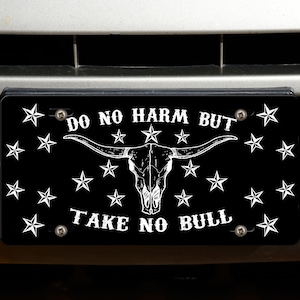 No Bull Front License Plate - Western Bull Horns Stars Car Truck Vanity ...