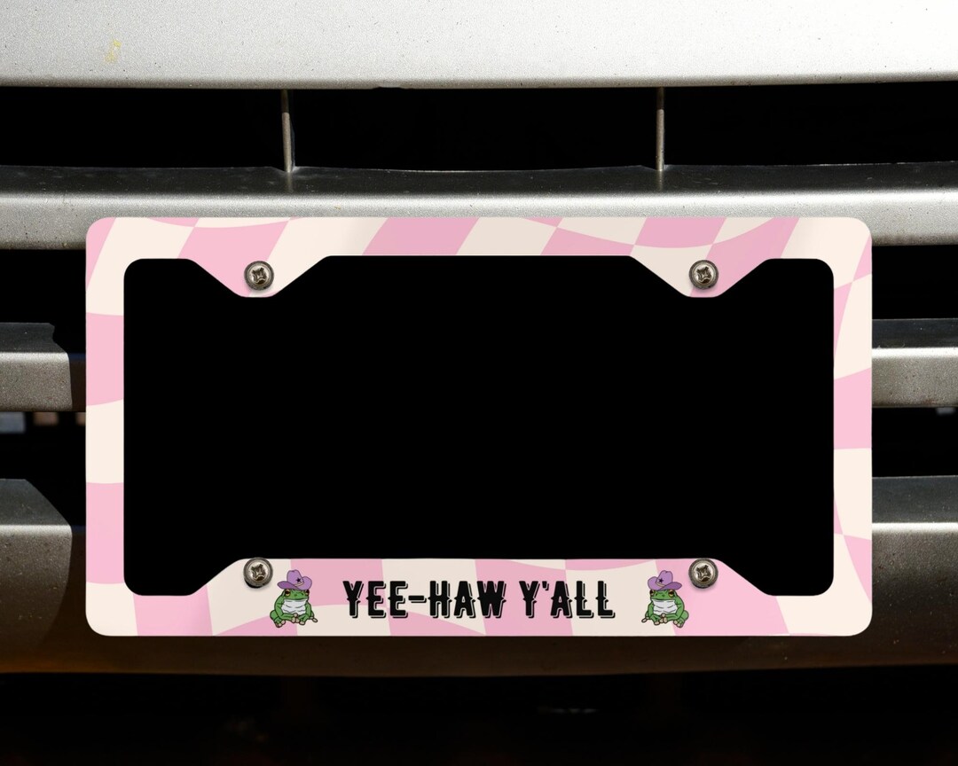 Cowboy Frog License Plate Frame Cute Pink Purple Frog Car - Etsy