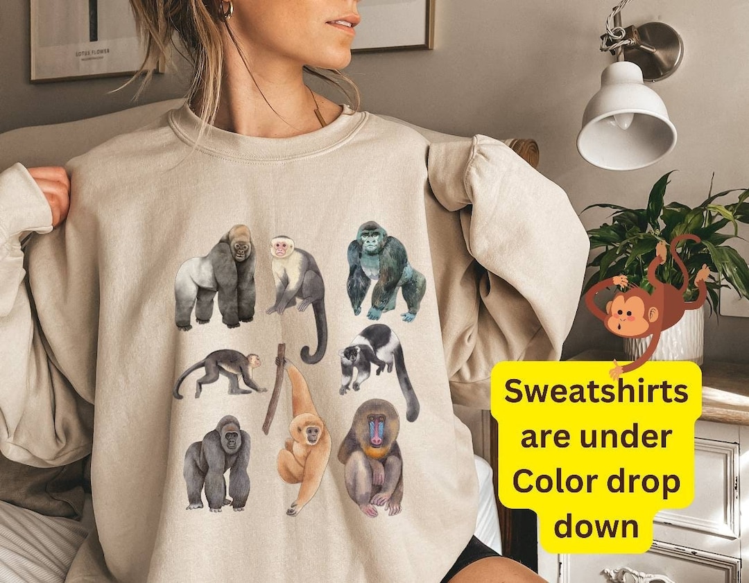 Sweatshirt Available! Gorillas Monkeys Cottagecore Short Sleeve Tee ...