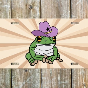 Cowboy Frog Front License Plate - Country Frog Truck Tag - Cute Purple ...