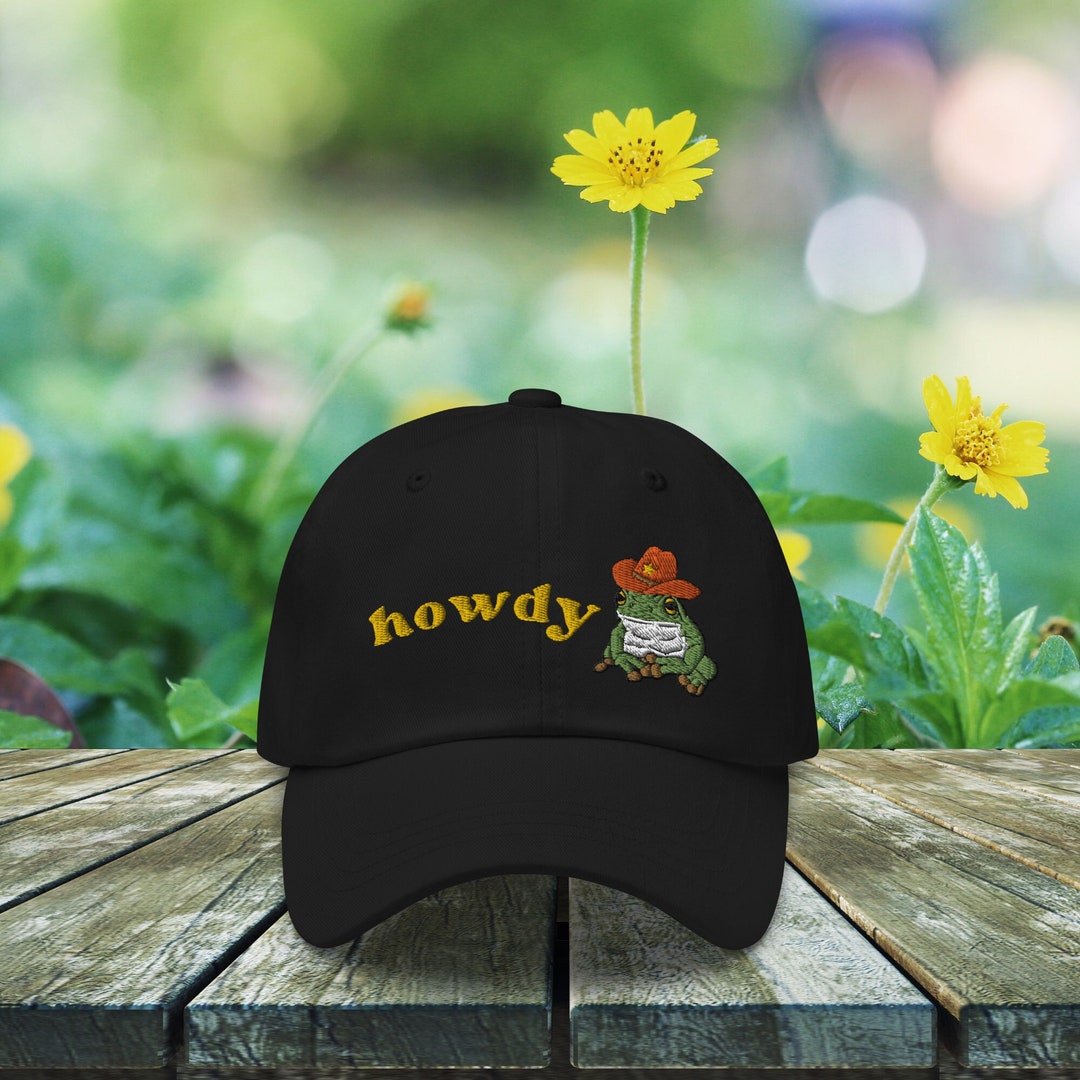 Frog Hat Frog Wearing Cowboy Hat Howdy Frog Cute Hats Funny Gender ...