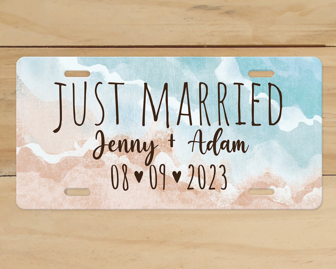 Just Married Front License Plate, Personalized Wedding Gift Car Tag ...