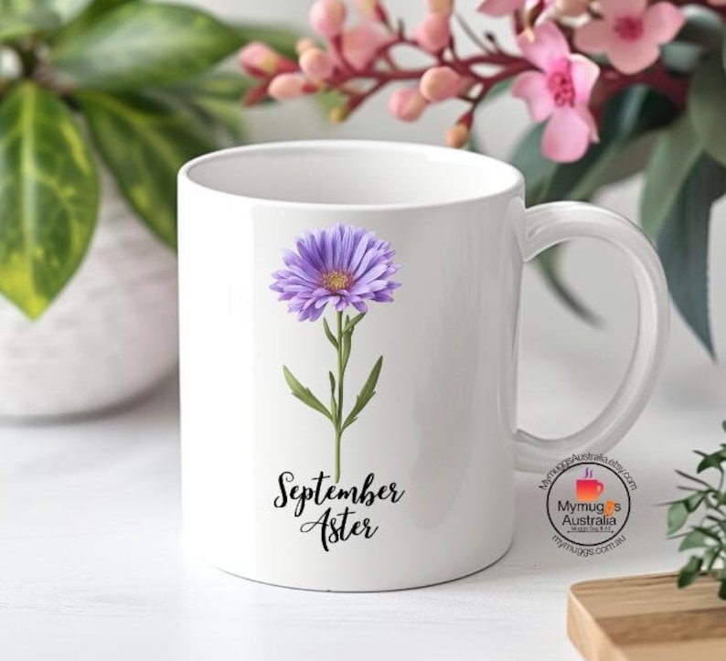 September Aster Flower Mug: Personalized Birth Month Gift - Etsy