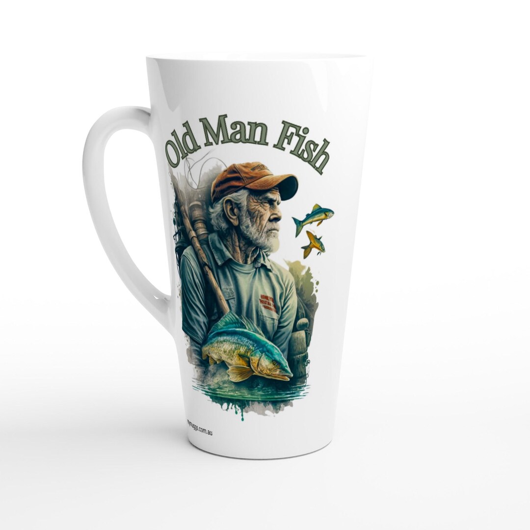Old Man Fish Latte Mug – Vintage Fisherman Gift, 17oz Coffee Cup - Etsy