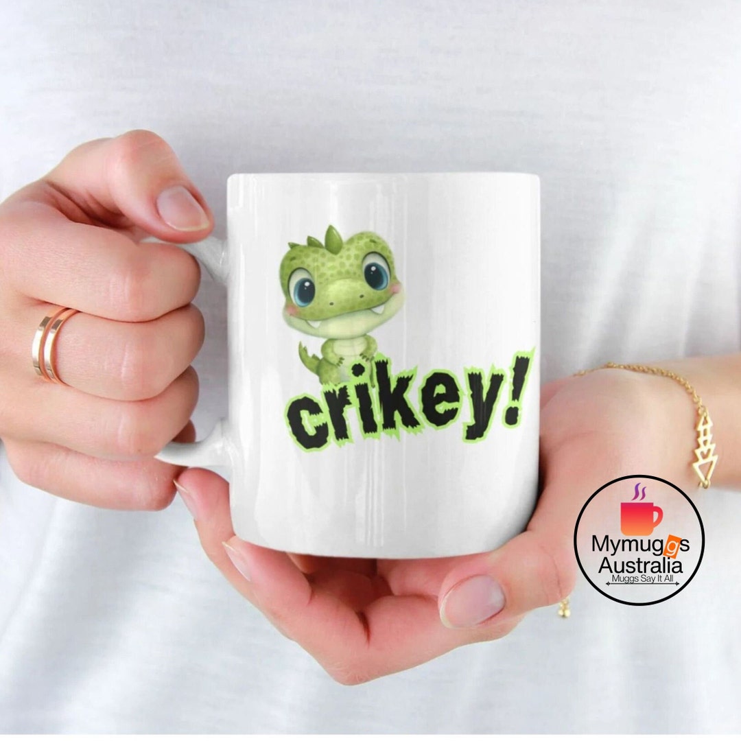 Crikey Kids Mug, Cute Green Crocodile, Croocodile Mug,birthday Gift ...