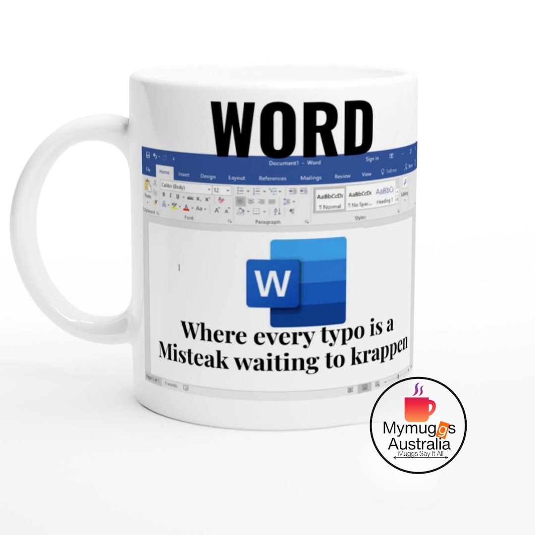 Funny Microsoft Word Mug: Typo Pun, 11oz Ceramic Coffee Mug - Etsy