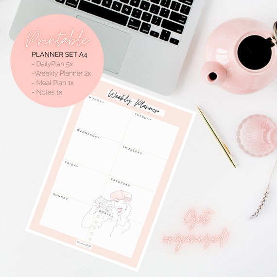 Printable Planner Set Cheeky Girls PINK A4 Daily Planner - Etsy