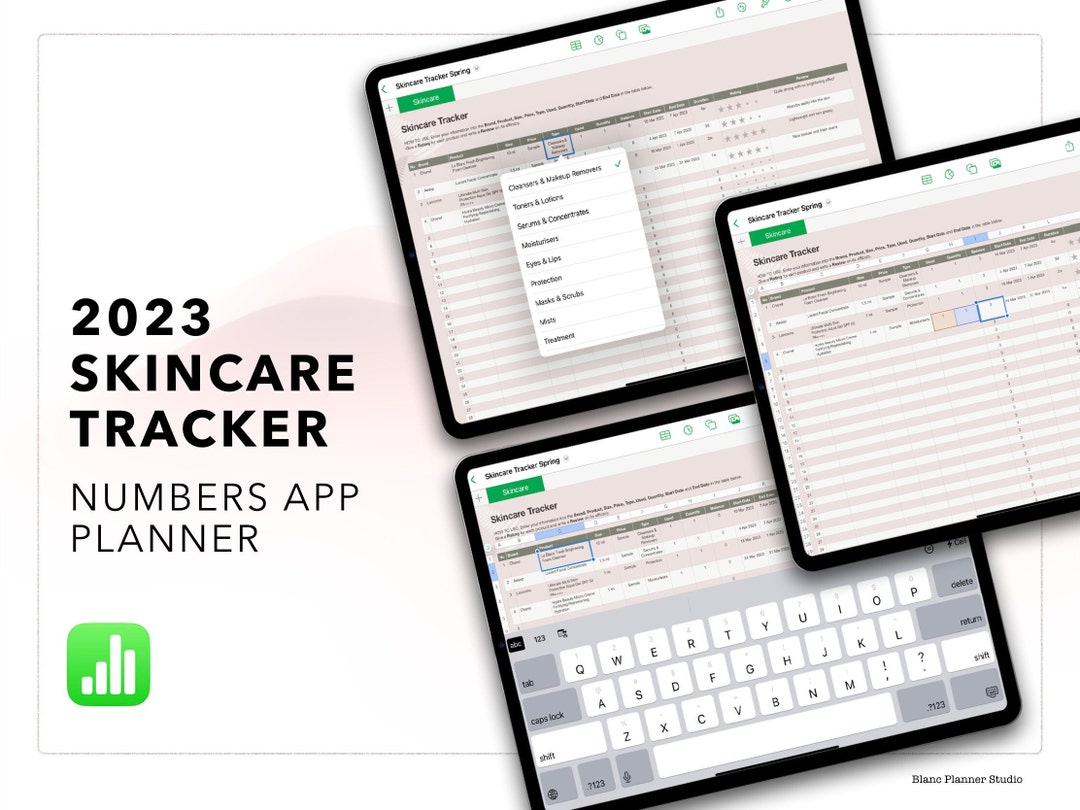 2023 Skincare Tracker Planner for Numbers App on Ipad to Rate - Etsy