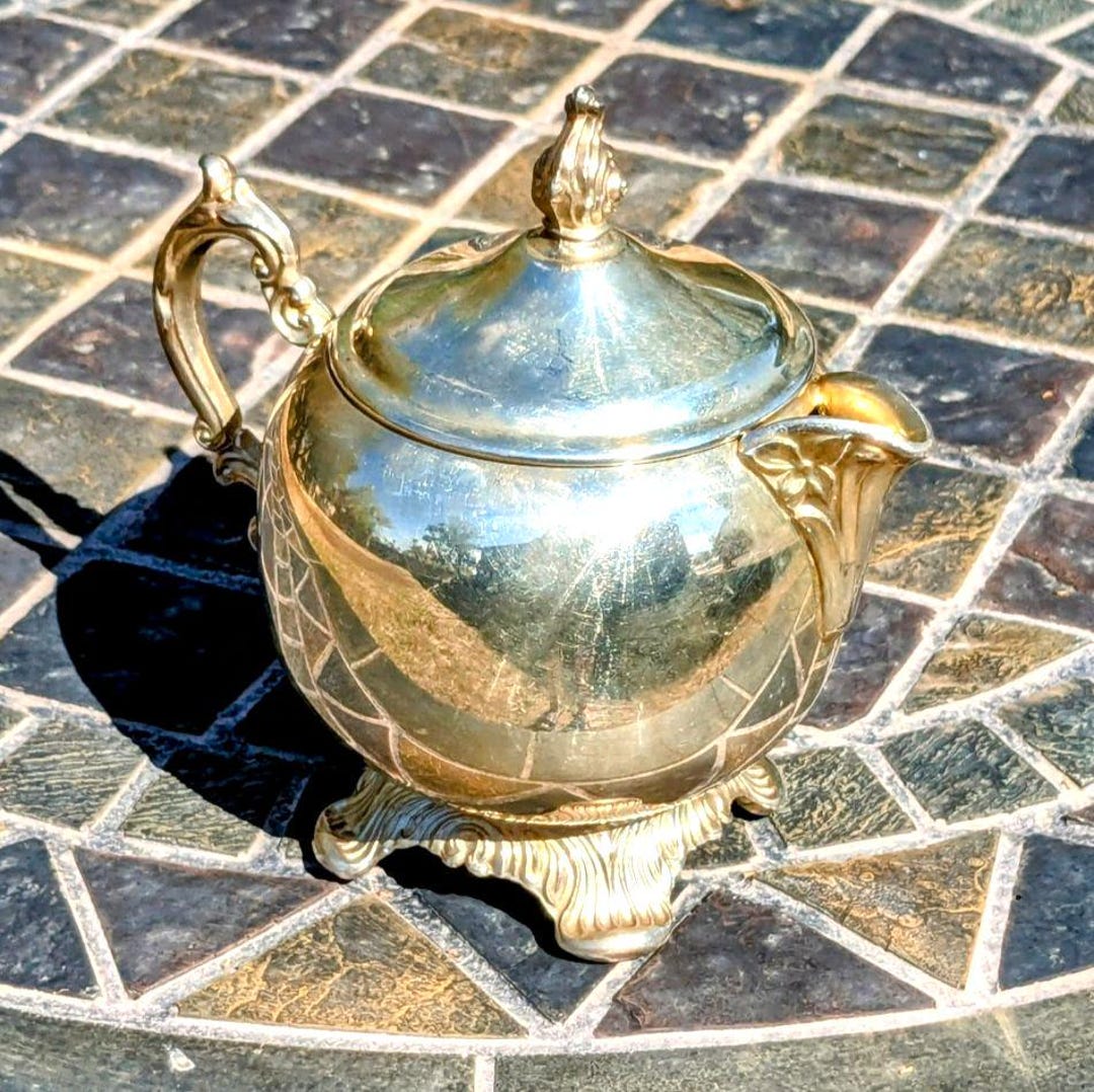 Antique Small F.B. Rogers Silver Co. 1883 Footed 6" X 6" Pour Creamer W ...