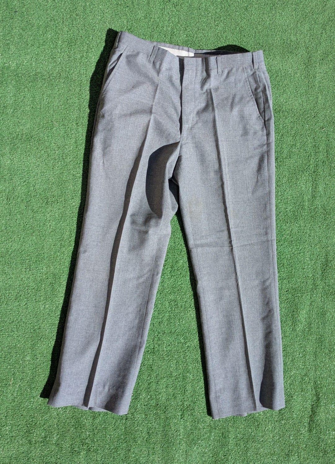 VTG Spot Mark Flat Front Slate Gray Men's 32/28 Slack Dress Straight ...