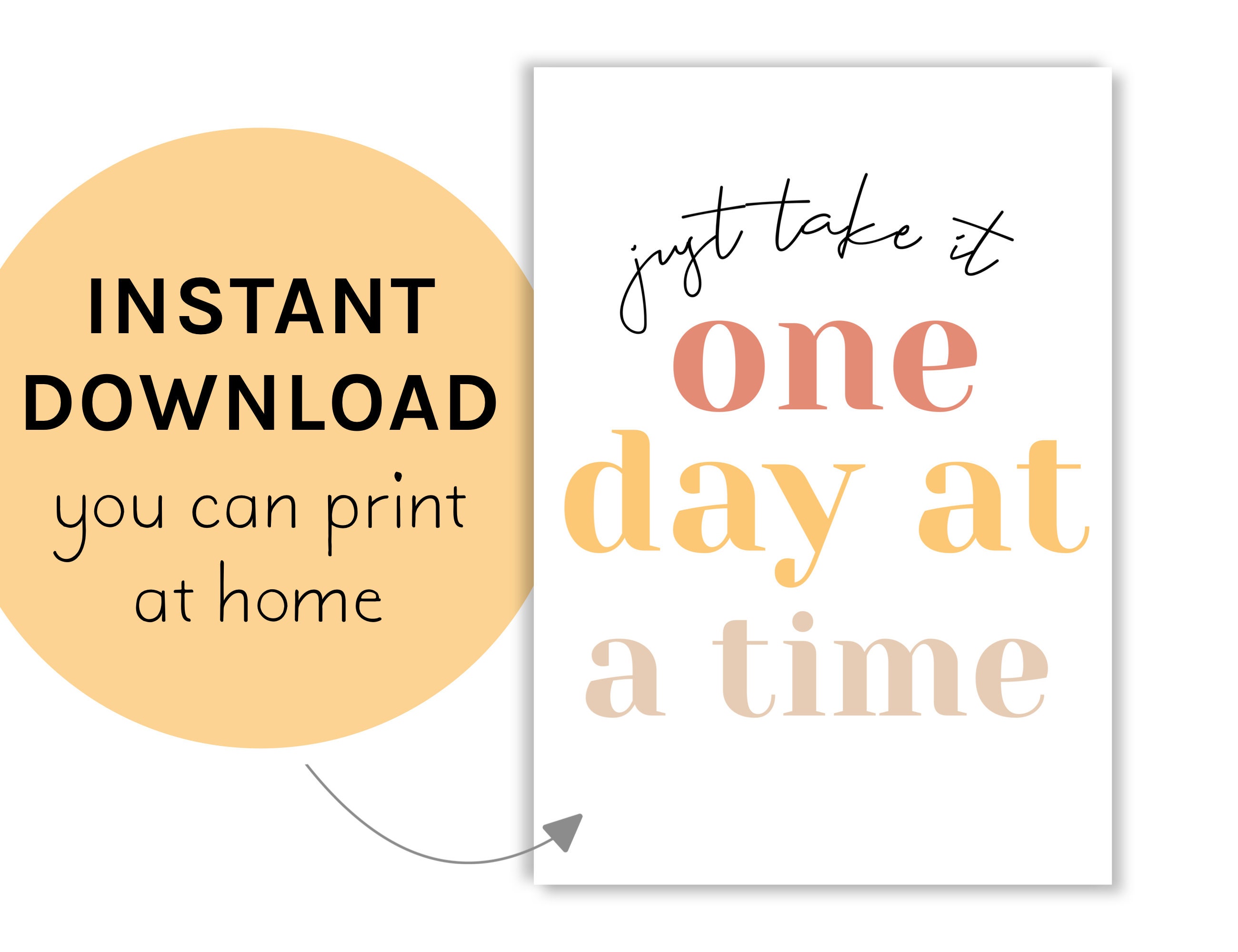 One Day at A Time Printable | Wall Decor Inspirational Printable Wall ...