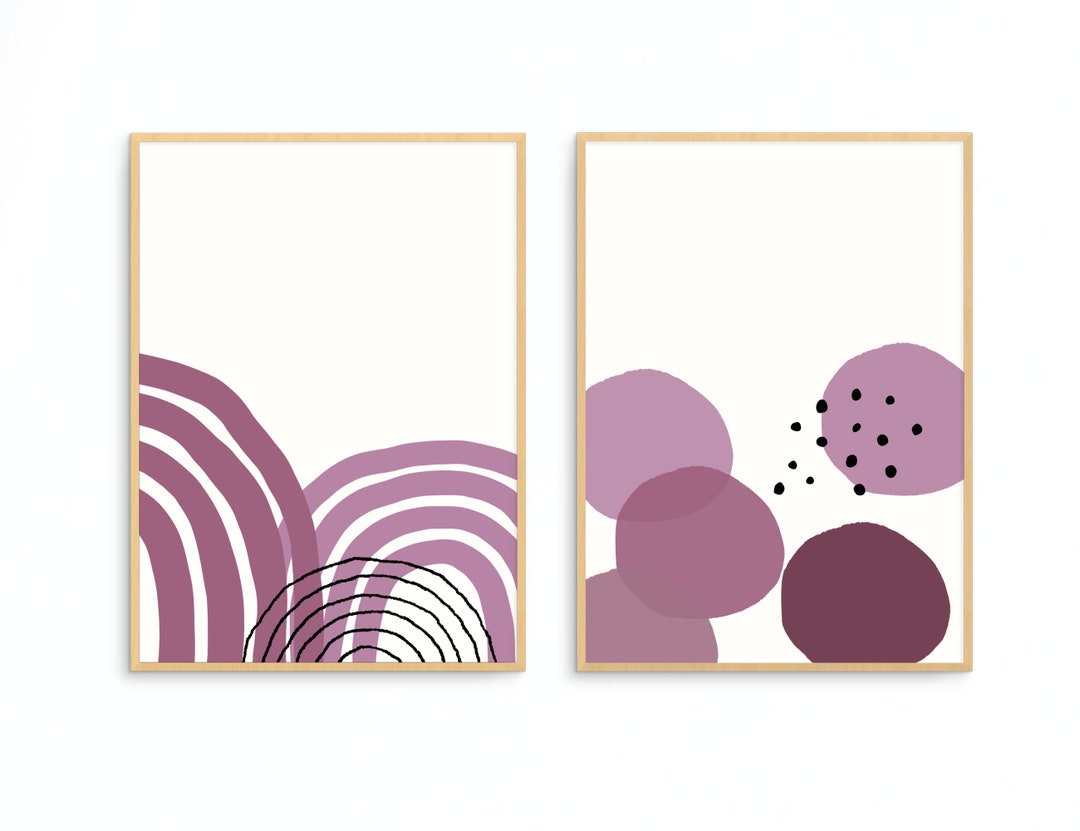 Purple Abstract Art Prints | 2 Piece Wall Art Lavender Poster Gallery ...