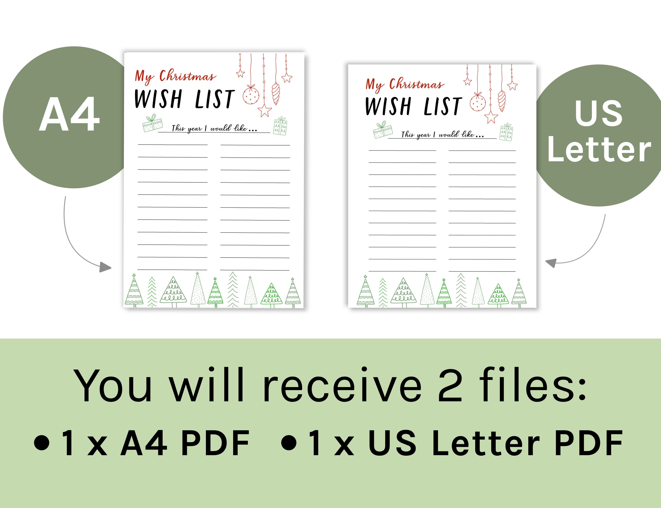 Christmas Wish List Printable PDF | Wish List for Kids Letter to Santa ...