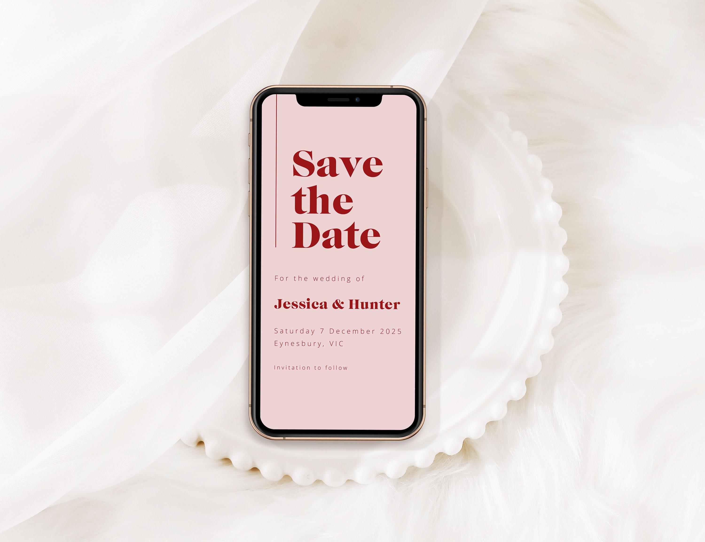 Pink and Red Save the Date Template, Printable Save the Date Card ...