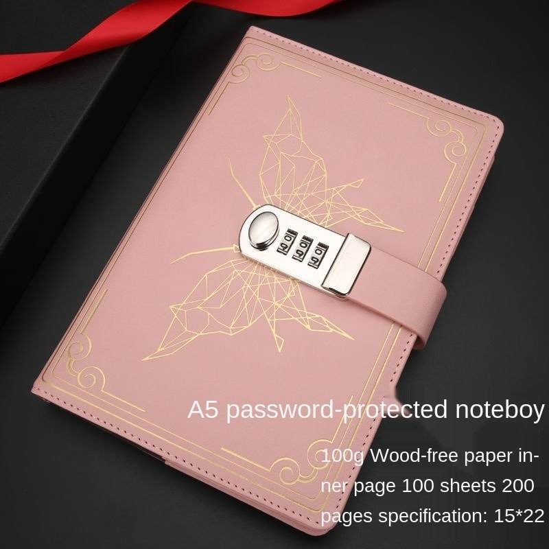 Lock Password Notebook Password Diary Notepad Female Student Notebook ...
