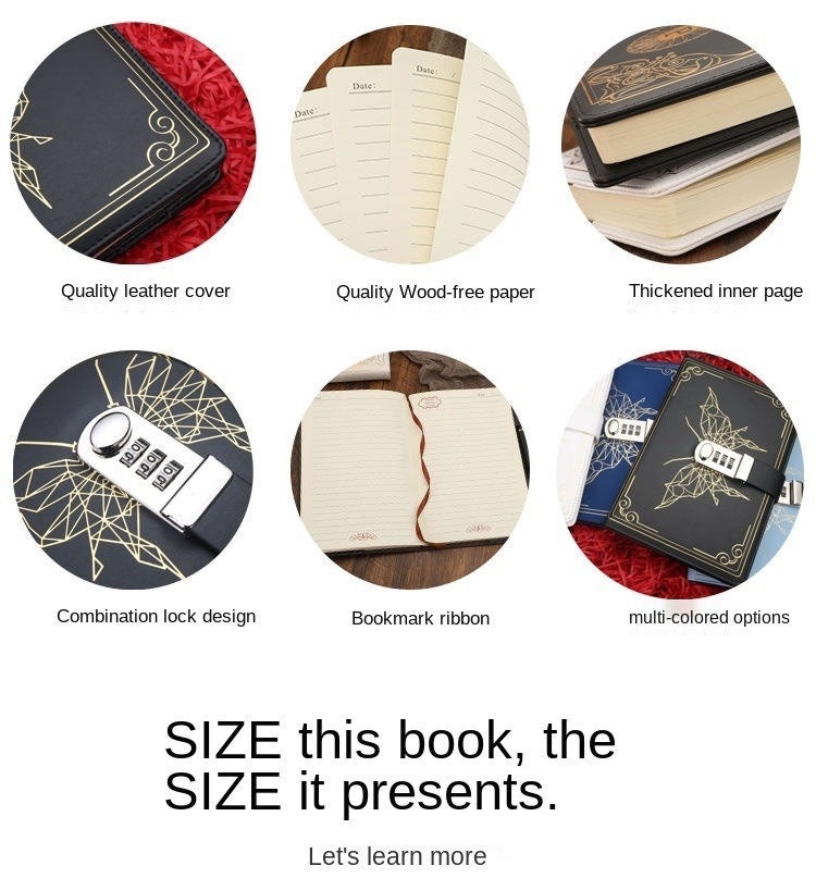 Lock Password Notebook Password Diary Notepad Female Student Notebook ...