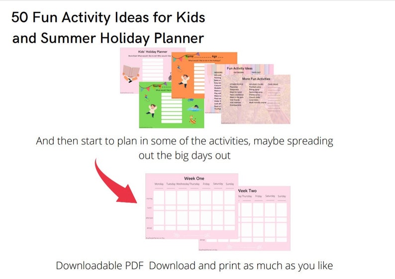 Summer Holiday Planner With 50 Fun Activity Ideas for Kids - Digital ...