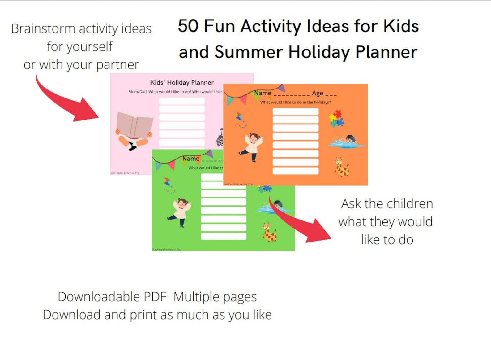 Summer Holiday Planner With 50 Fun Activity Ideas for Kids - Digital ...