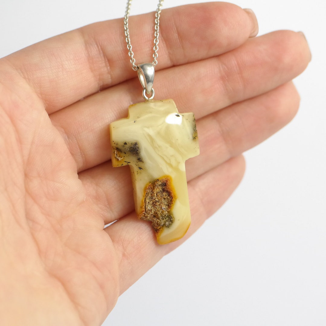 Baltic Amber Cross Pendant for Women Butterscotch Gemstone Pendant ...