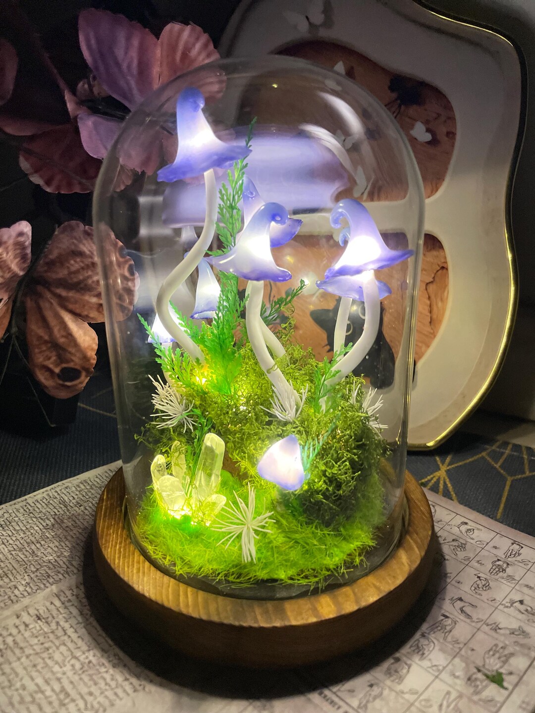 Handmade Crystal Enchanted Forest Lamp,fairy Tale Mushroom Night Light ...