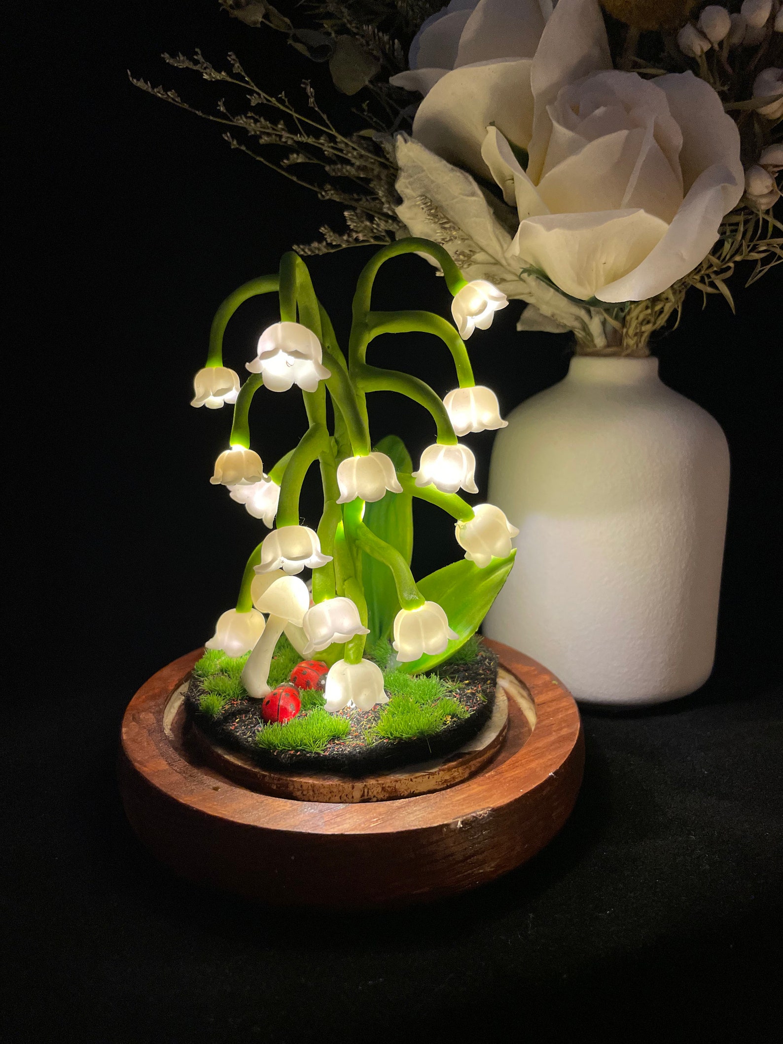 Handmade Lily of the Valley Lamp Bedside Lamp Christmas Gift Home Fairy ...