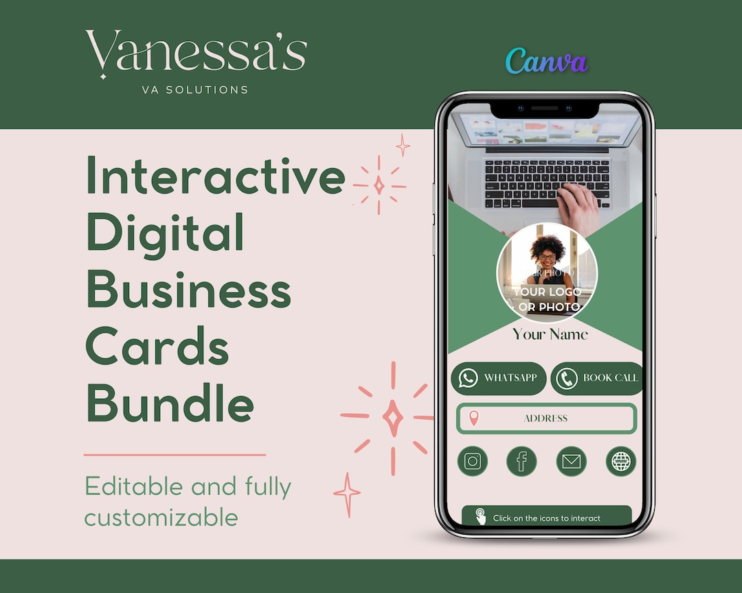 Interactive Digital Business Card Templates: VA Networking Bundle ...