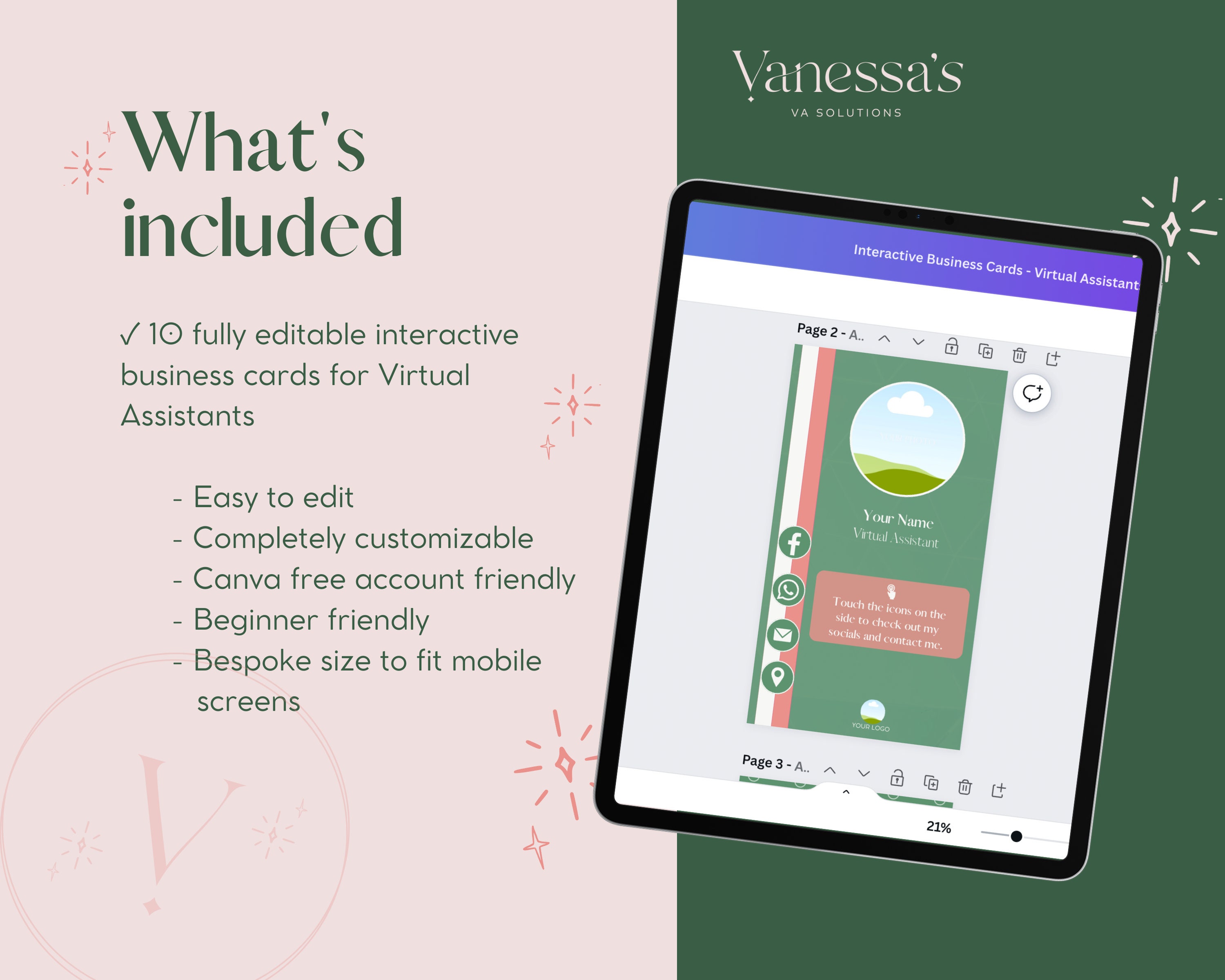 Interactive Digital Business Card Templates: VA Networking Bundle ...