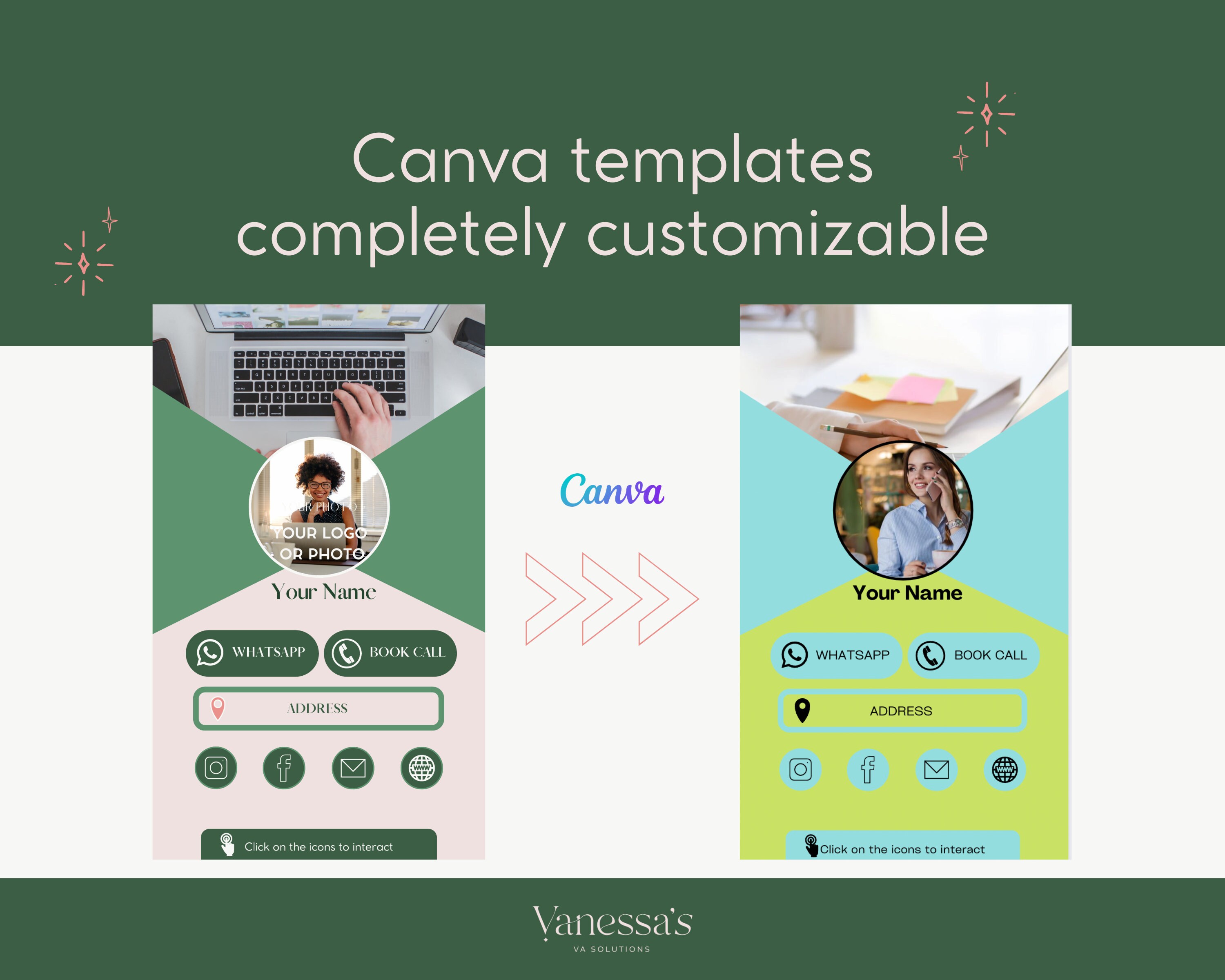 Interactive Digital Business Card Templates: VA Networking Bundle ...