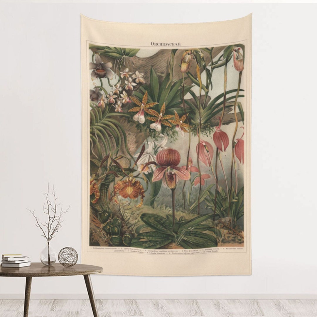 Vintage Aesthetic Floral Tapestry-orchidaceae Wall Hanging - Etsy