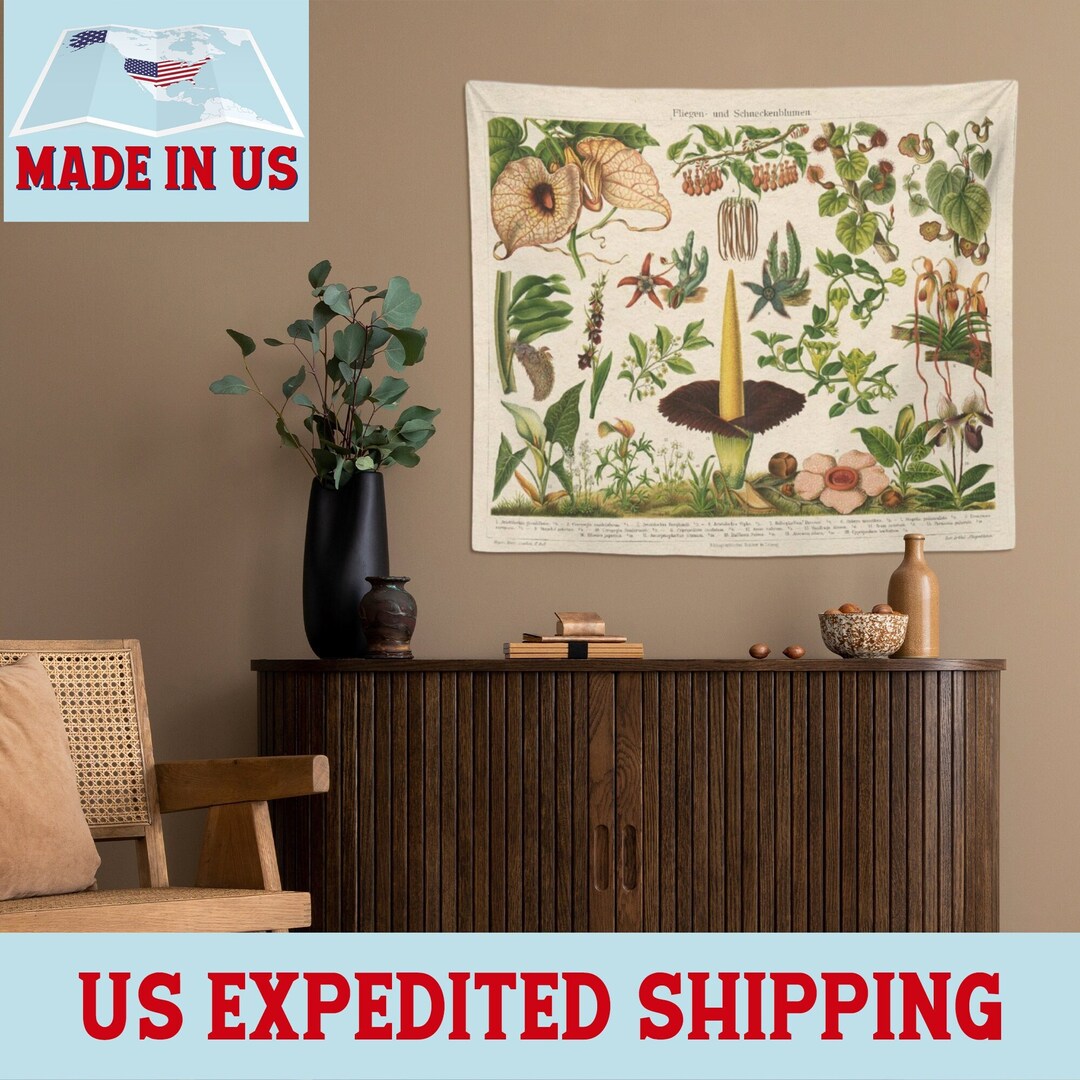 Plant Encyclopedia Tapestry, Upgrade Materials, Vintage Plant Aesthetic ...